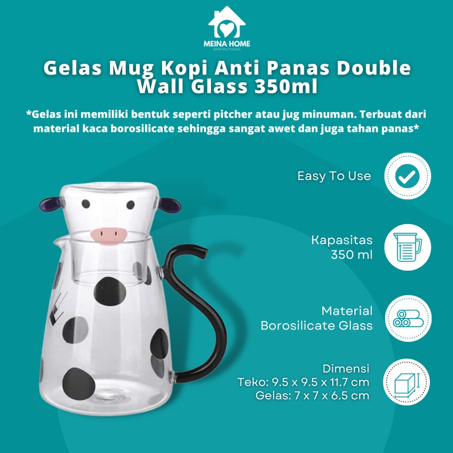Jual GELAS TEKO TAHAN PANAS 1 SET TEKO SUSU 2 IN 1 553ML SET GELAS ...