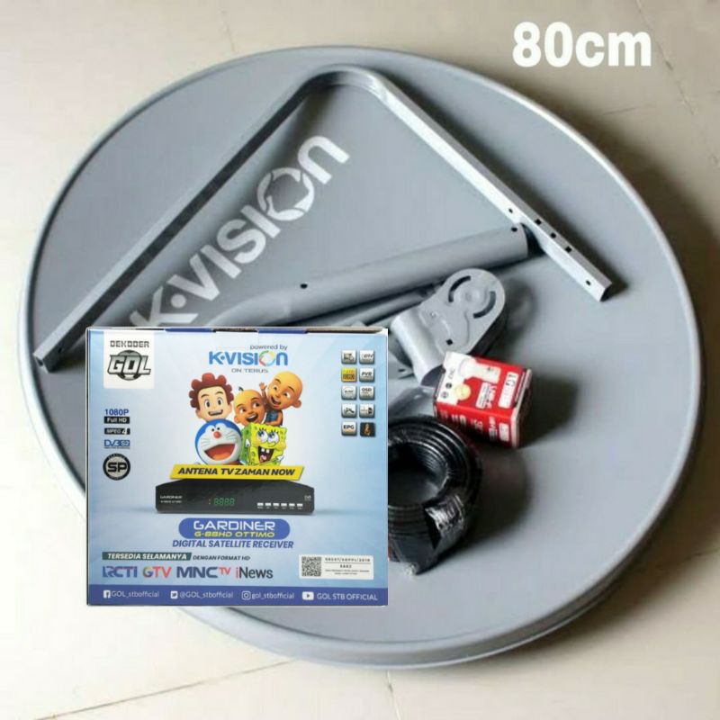 Jual PARABOLA MINI 80CM K-VISION LENGKAP RECEIVER GARDINER OTTIMO HD ...