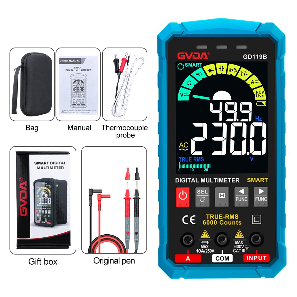Jual PREORDER GVDA Multimeter Digital Baru T-RMS Rentang Otomatis AC DC ...