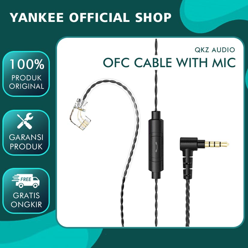 Jual Kabel Replacement QKZ KZ Cable with Mic 4 Core Braided Kabel QKZ ...