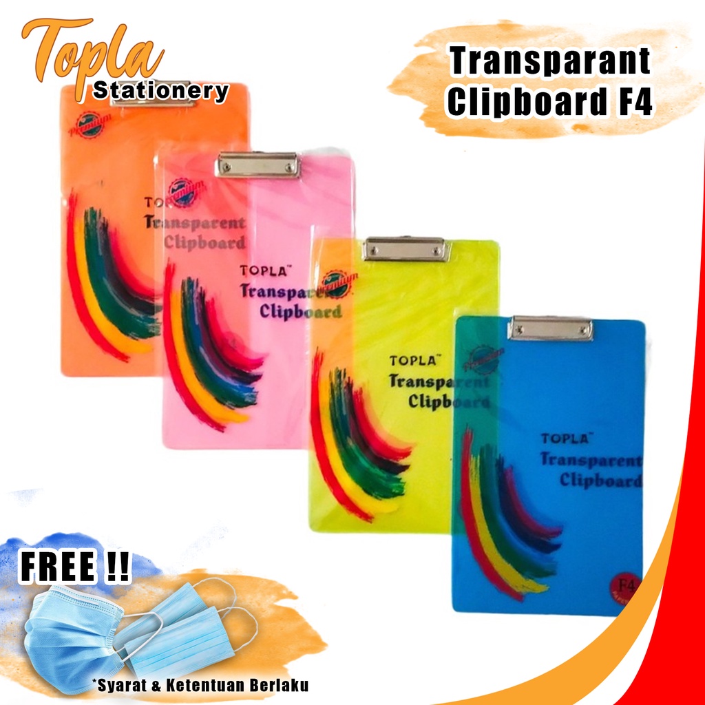 Jual TOPLA Clipboard F4 Papan Ujian Papan Jalan Alas Ujian Mika ...