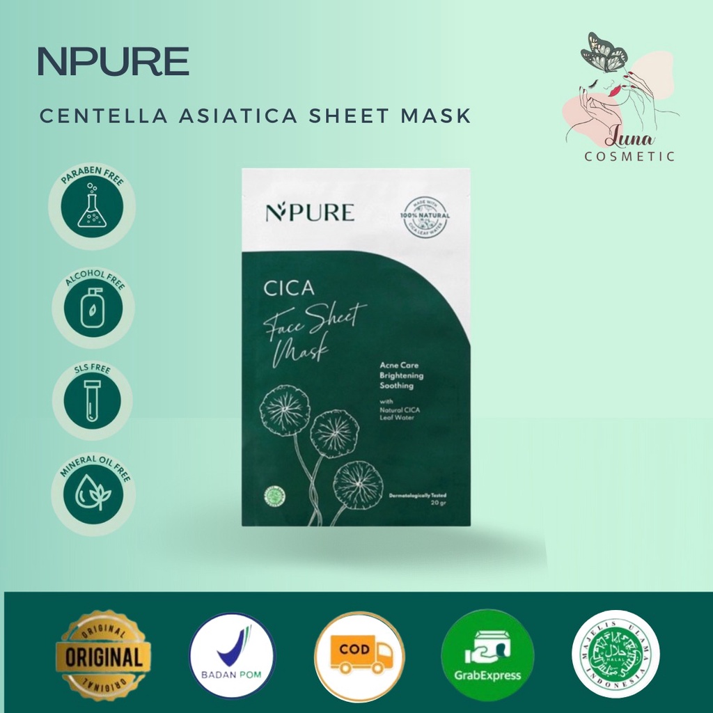 Jual NPURE Centella Asiatica Sheet Mask / Masker Wajah | Shopee Indonesia