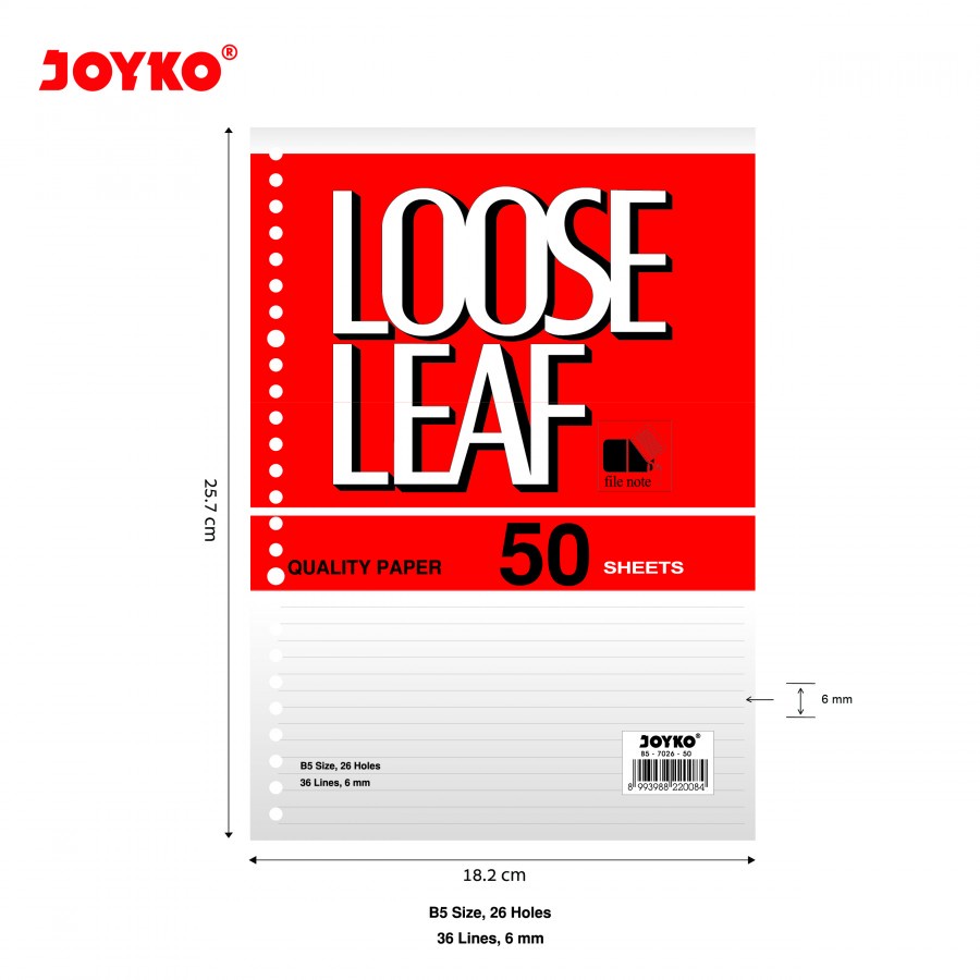 Jual Loose Leaf Kertas File JOYKO B5 50 Lembar Refill Kertas Binder ...