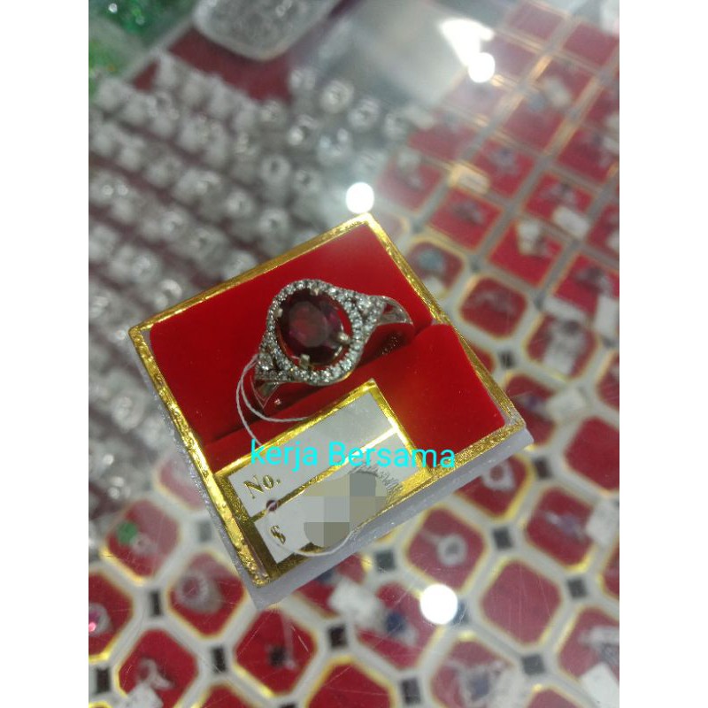 Jual cincin wanita batu red garnet ikat perak | Shopee Indonesia