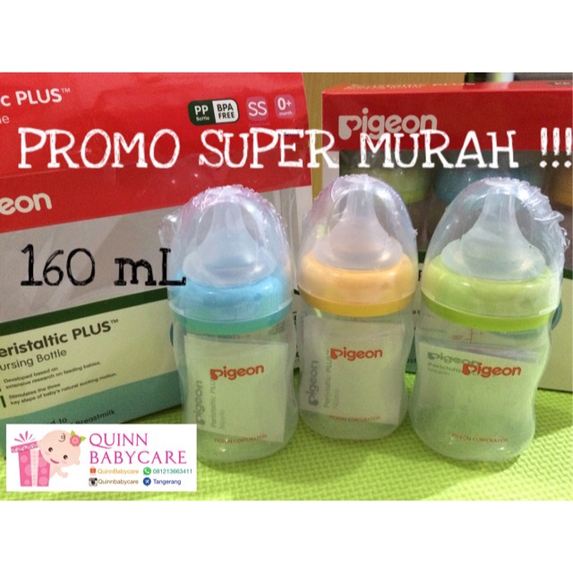 Jual Botol Wide Neck/ Botol Susu Pigeon/ Botol PIGEON WIDE NECK BOTTLE PERISTALTIC PLUS 160 mL ...
