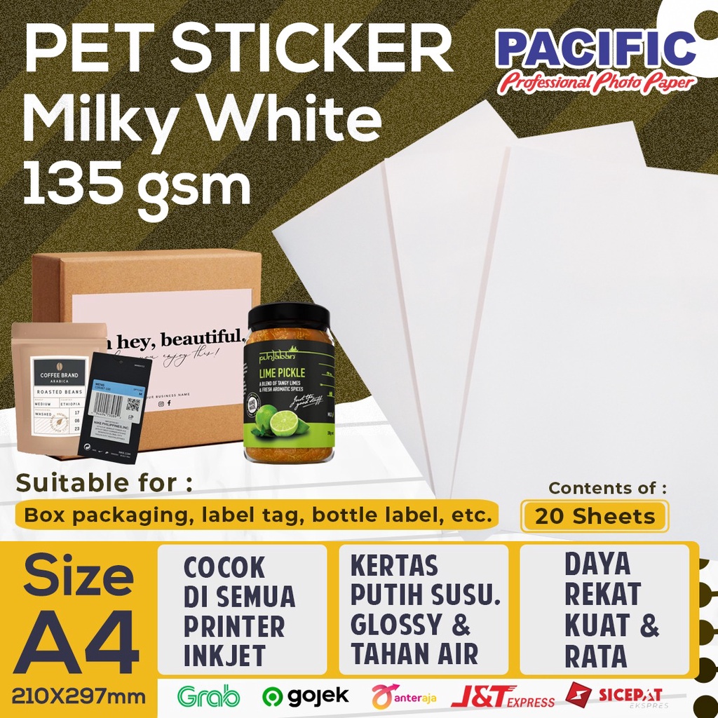 Jual Kertas Stiker Milky White / Sticker Paper Vinyl Inkjet 135 gsm ...