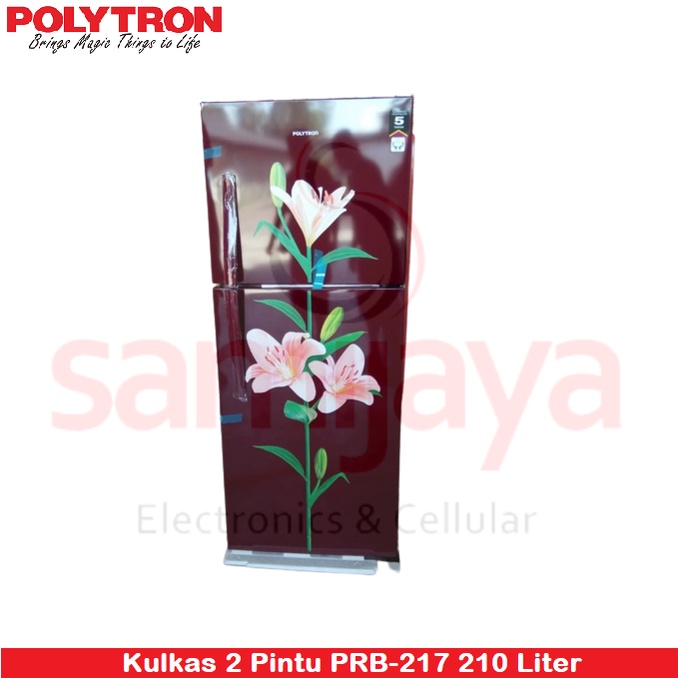 Jual KULKAS 2 PINTU POLYTRON PRB-217 PR / PRB 217PR RED PINK FLOWER 210 ...