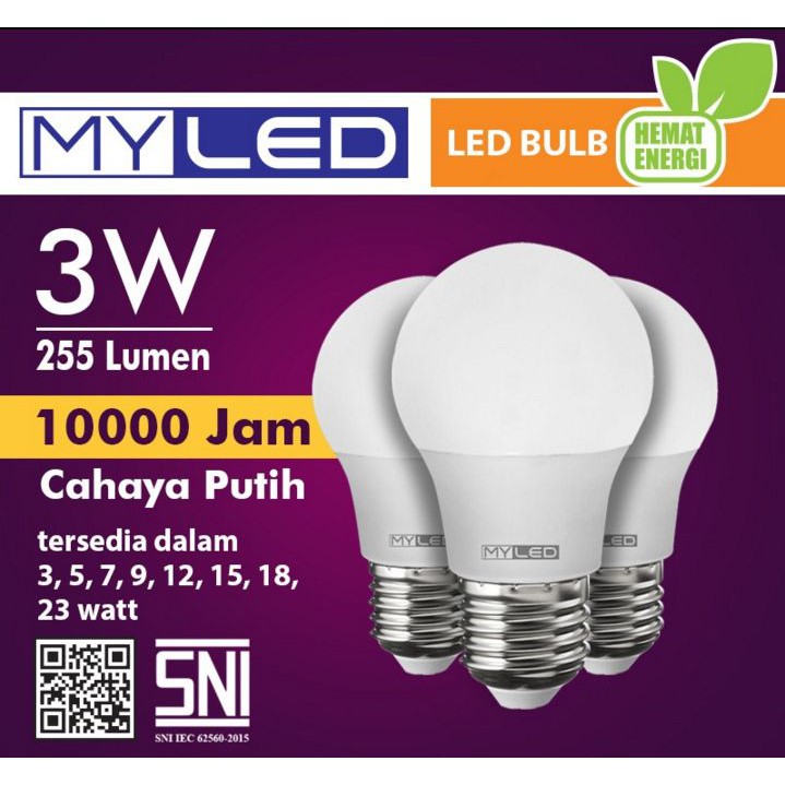 Jual lampu led 3w, 5w, 7w, 9w, 12w myled | Shopee Indonesia