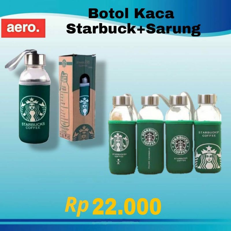 Jual Botol Minum Kaca Starbuck 300ML FREE POUCH / Bottle Tumbler ...