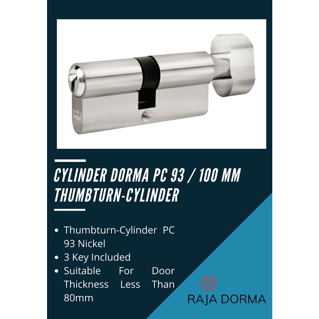 Jual Kunci Dorma Cylinder Dorma PC93 / 100mm / SSS (THUMBTURN) Kunci ...