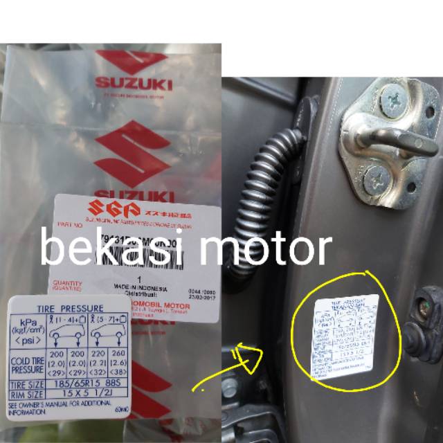 Jual 79161-60M label stiker sticker tekanan angin ban suzuki ertiga ...