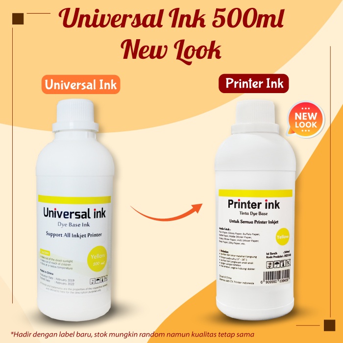 Jual Tinta Refill Universal Ink 500ML, Tinta Botol Dye Base Printer HP ...