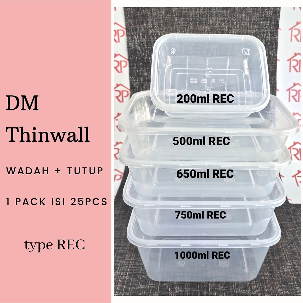 Jual ( TYPE REC ) THINWALL DM / FOOD CONTAINER DM REC - KOTAK MAKAN PLASTIK - DM TYPE REC ISI 25 ...
