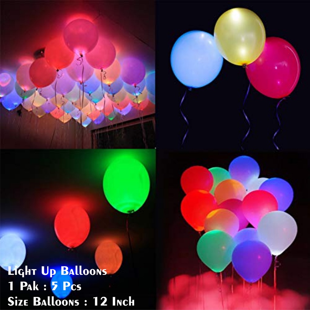 Jual Light Up Balloons | Balon LED | Balon Nyala Lampu PERPACK isi 5 ...