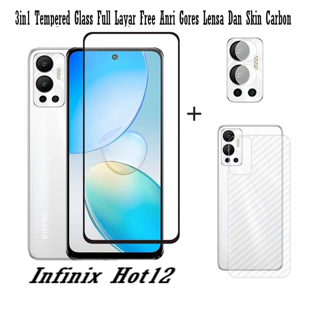 Jual 3in1 Tempered Glass Layar Jernih Infinix Hot12 Hot12 Play Hot12i Note12 Pro5G Note12 5G ...