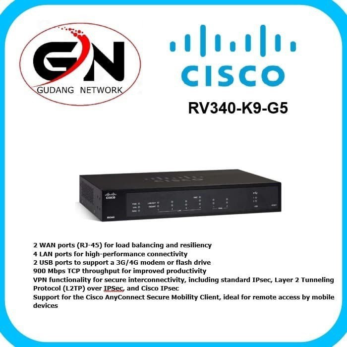 Jual Cisco RV340-K9-G5 Dual WAN Gigabit VPN Routers | Shopee Indonesia