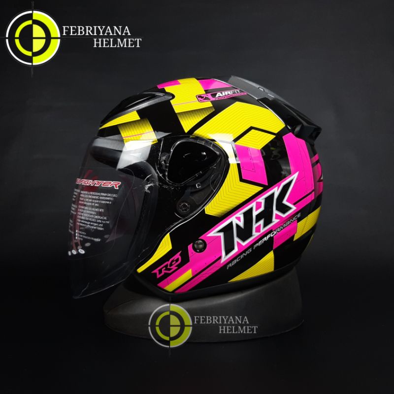 Jual HELM NHK R6 CUBE BLACK YELLOW PINK HALFFACE NHK R6 | Shopee Indonesia