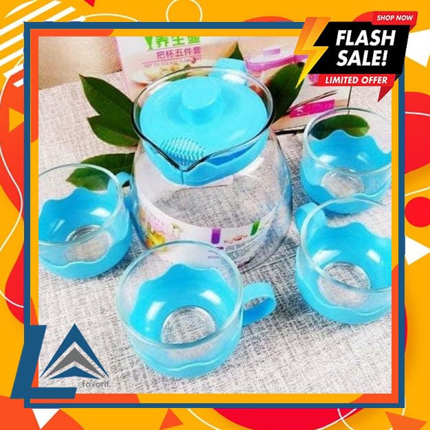 Jual (LA FAVORITE).Set Teko 5in1 Teko Beranak Dengan 4 Gelas Kapasitas ...