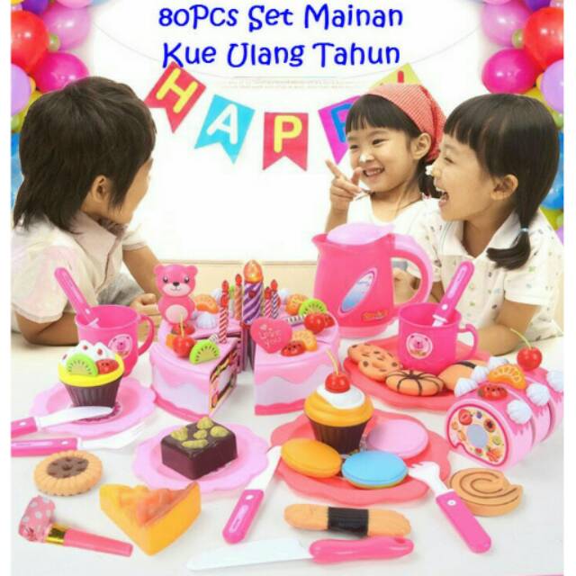 Jual Set Mainan Kue Ulang Tahun (kuenya bs dipotong &disambung lagi ...