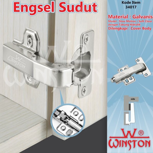 Jual ENGSEL SUDUT DV90 DERAJAT SOFTCLOSE SLOWMOTION engsel winston ...