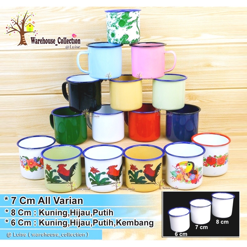 Jual Cangkir Seng Jadul / Enamel 6cm, 7cm dan 8 cm POLOS,WARNA,MOTIF ...