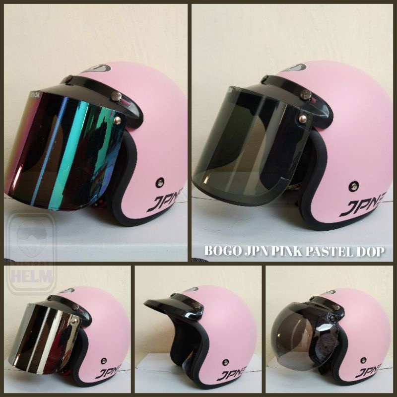 Jual HELM JPN RETRO WARNA PINK PASTEL DOP | Shopee Indonesia