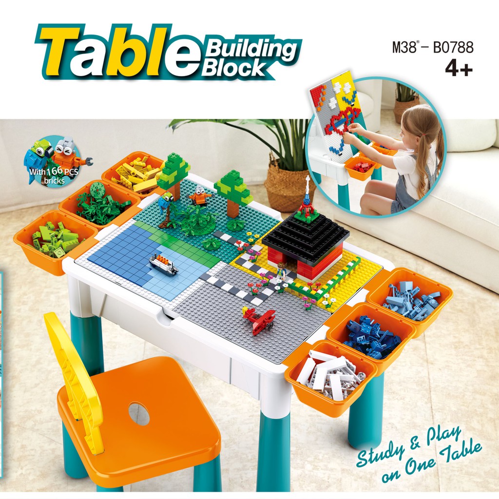 Jual Meja Balok Multifungsi Sluban Bricks / Table for Playing Building ...