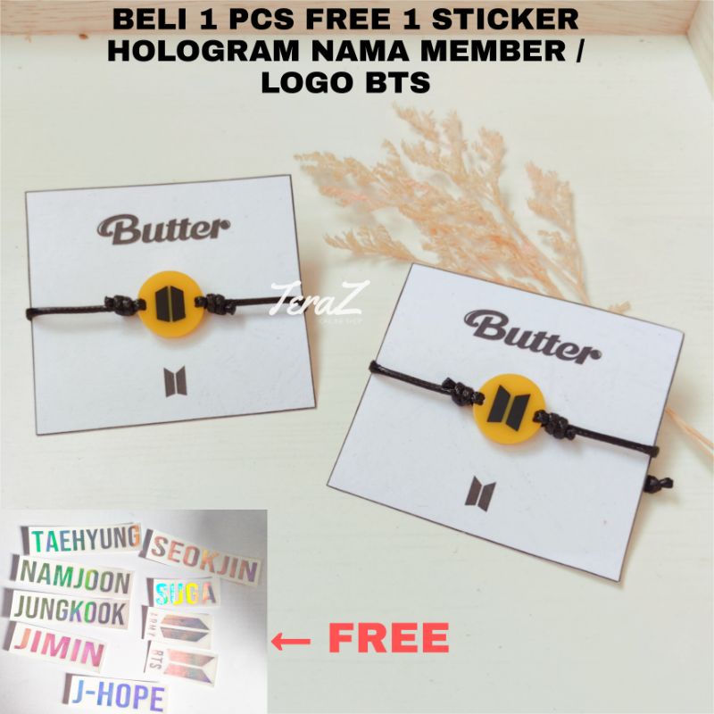 Jual GELANG LOGO BTS/ARMY BUTTER ( BUY 1 GET 1 STICKER HOLOGRAM NAMA ...