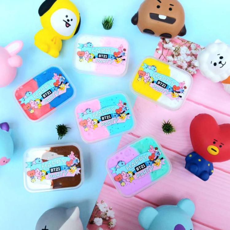 Jual Saletopϟ Slime Happy party BT21 free 2pc photocard BTS random ...