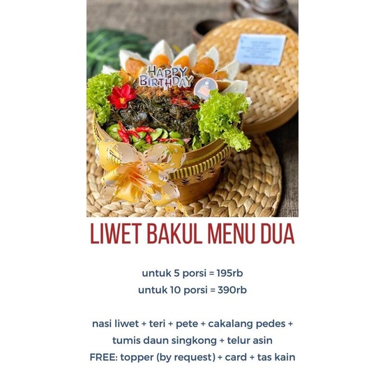 Jual Liwet Bakul Menu Dua, di note ya tgl dan ucapannya | Shopee Indonesia