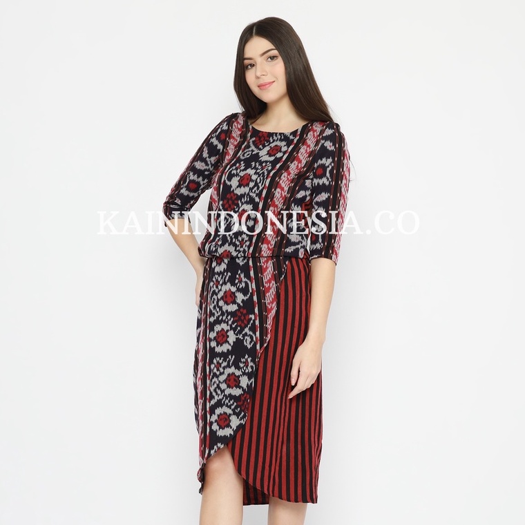 Jual KI Baju Dress Tenun Jepara Casual New Clarissa Layla Pink | Shopee Indonesia