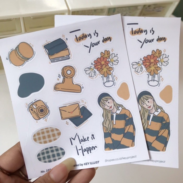 Jual korean girls sticker set/ stiker jurnal/ stiker aesthetic KP102 ...