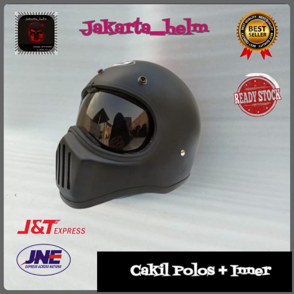 Jual HELM CAKIL HBC RETRO POLOS + INNER VISOR PREMIUM QUALITY ( Jakarta ...