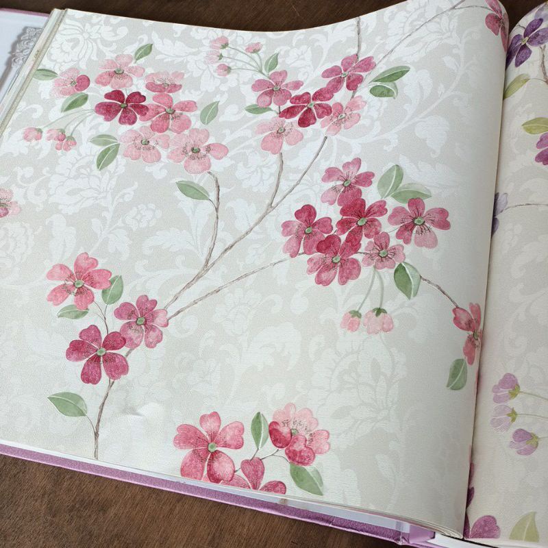 Jual Wallpaper dinding Bunga Pink Biru Shabby | Shopee Indonesia