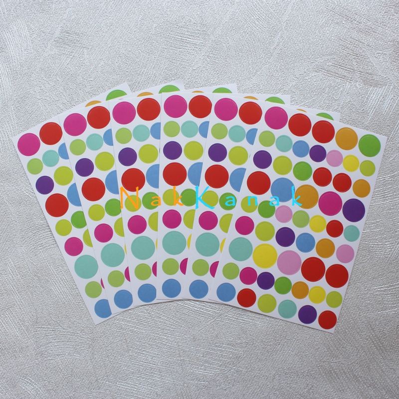 Jual (6 LEMBAR) 1 SET STICKER BENTUK BULAT || STICKER DOT || STIKER ...