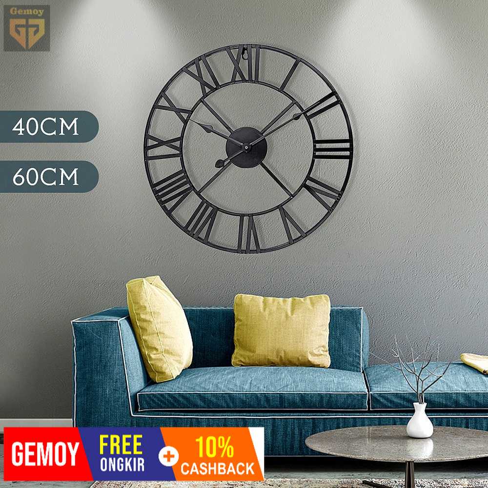 Jual Gemoy Jam Dinding Bulat Quartz Creative Model Vintage 60cm Ready ...