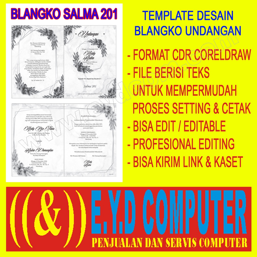 Jual DESAIN TEMPLATE BLANGKO UNDANGAN SALMA 201 FILE SETTING UNTUK ...