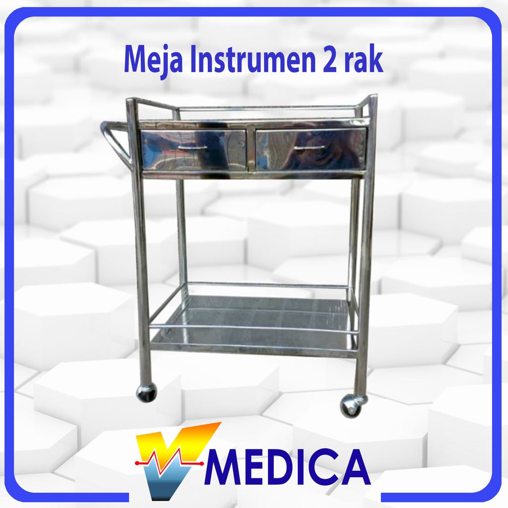 Jual (Reguler) Meja Instrument 2 Rak Laci Stainless / Meja Instrumen 2 ...