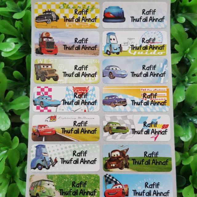 Jual Cars Mcqueen Label nama sticker label name waterproof | Shopee ...