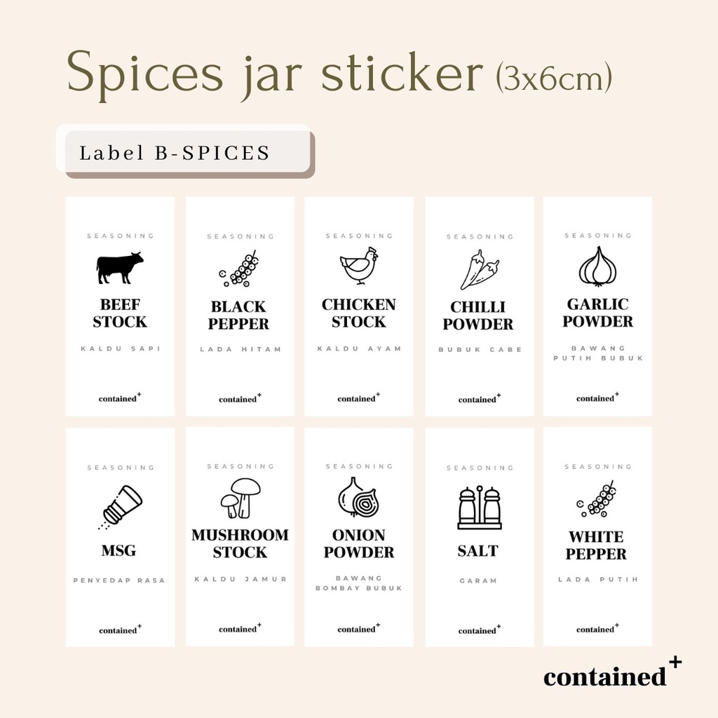 Jual Sticker label bumbu dapur / label toples anti air / garam / lada ...