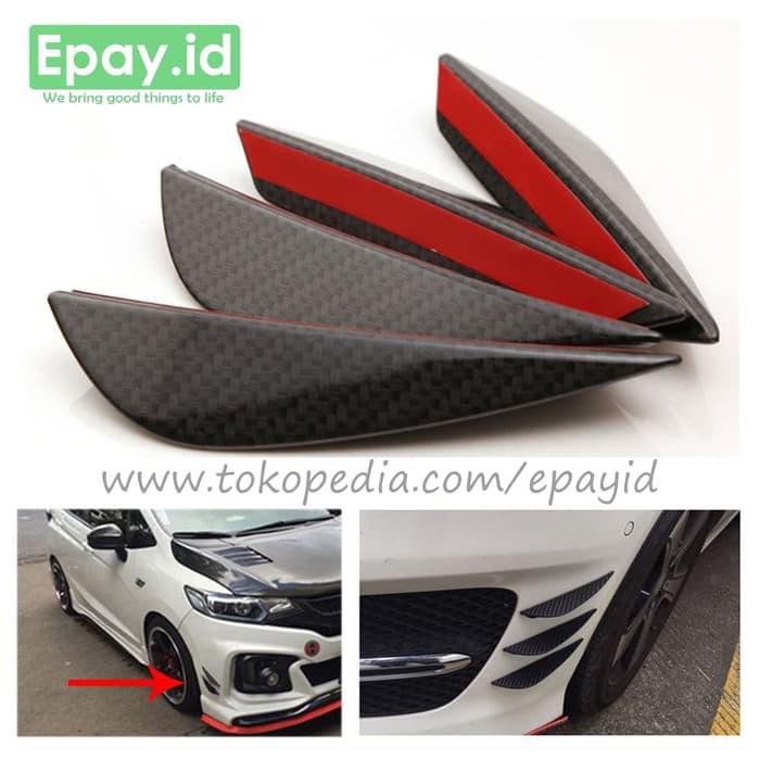 Jual Black Carbon Fiber Style Front Bumper Fin Car Mobil Aerodinamis 4 ...