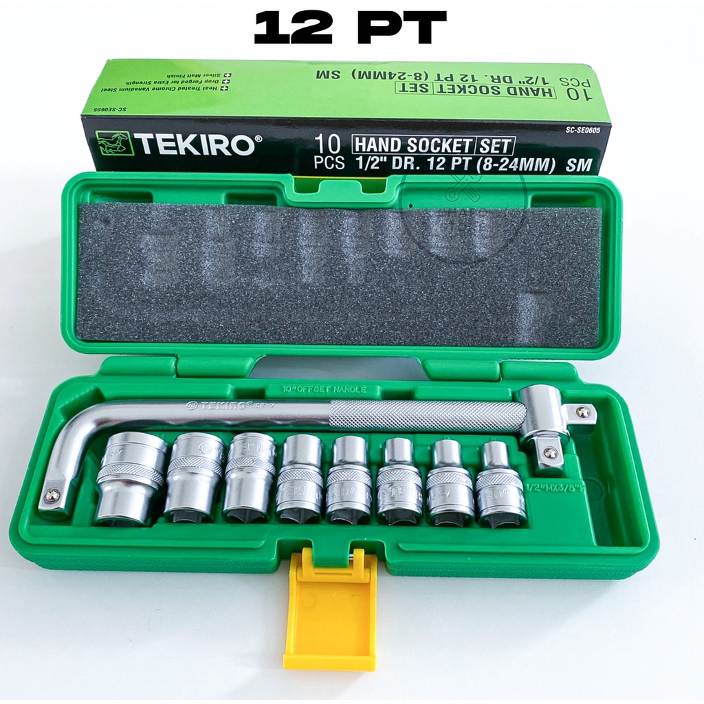 Jual Tekiro kunci sok sock shock socket set 10pcs 1/2" inch DR 6 PT 12 PT 8 - 24 mm hand socket ...
