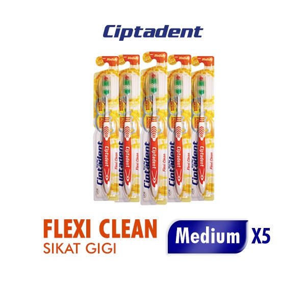 Jual Ciptadent Toothbrush Flexi Clean Medium x 5 Pcs | Shopee Indonesia