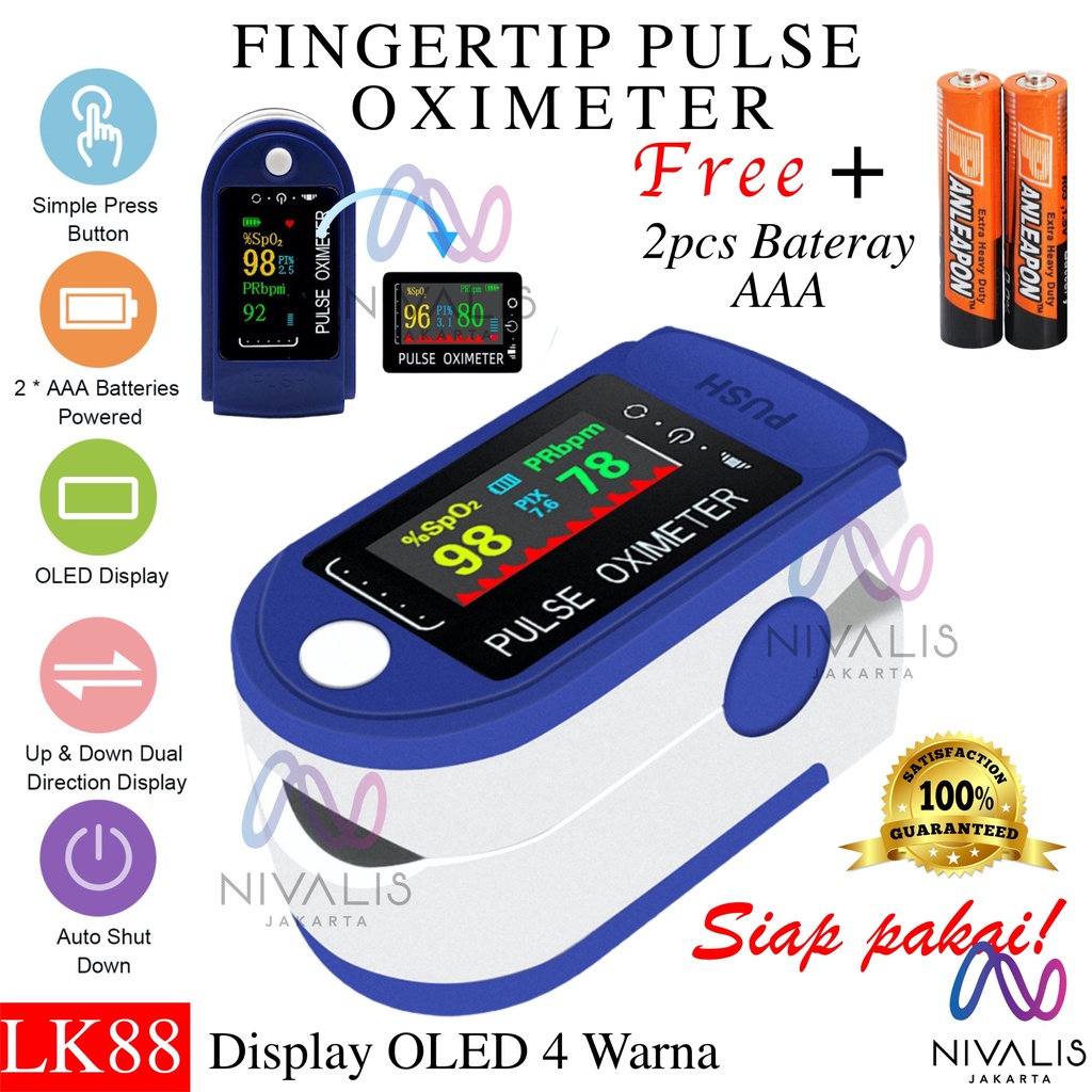 Jual FINGERTIP PULSE OXIMETER LK88 ALAT UKUR OKSIGEN TUBUH ALAT MEDIS ...