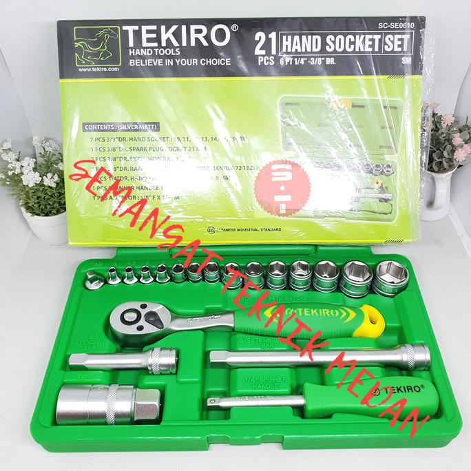 Jual KUNCI MATA SOK SOCK SOCKET SET 1/4" - 3/8" 21pcs 6 segi TEKIRO | Shopee Indonesia
