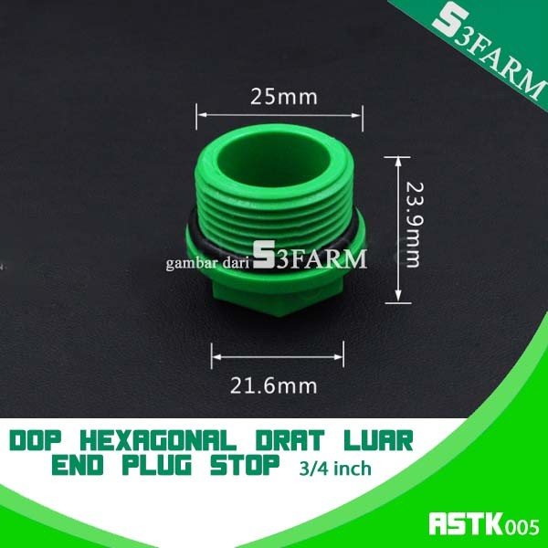 Jual Tutup Kran Dop Drat Luar Plug PPR PVC Blind Cap Seal Hexagon 3/4 ...