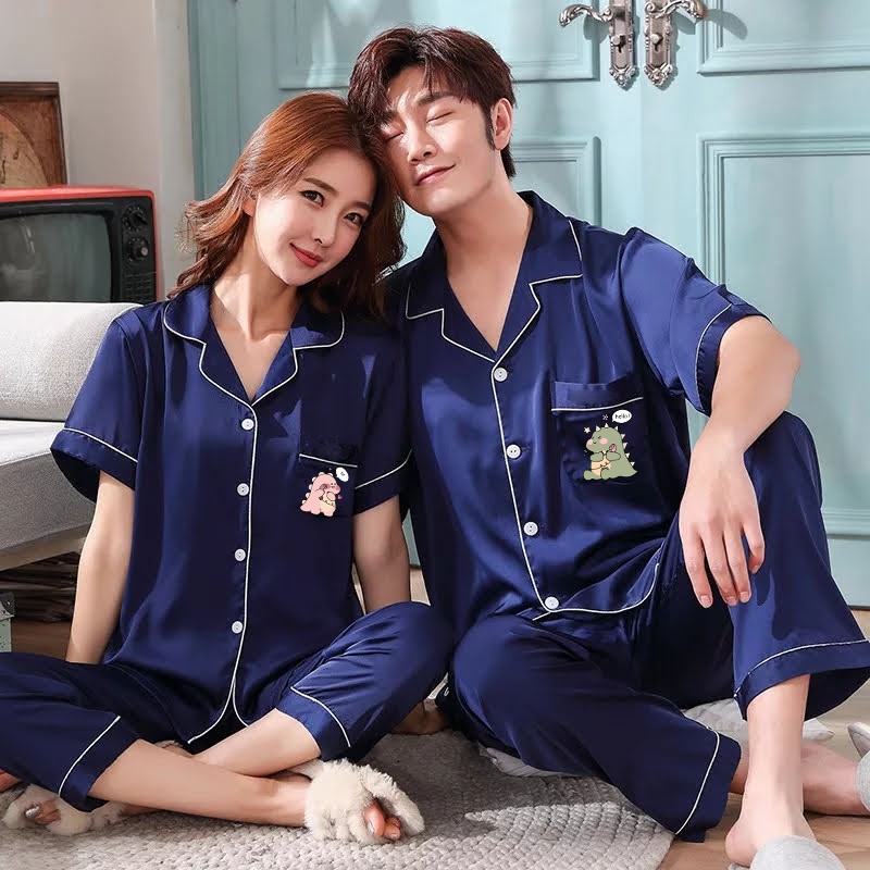 Jual Zavyn Piyama Satin Couple CP Hi Dino Lengan Pendek | Shopee Indonesia