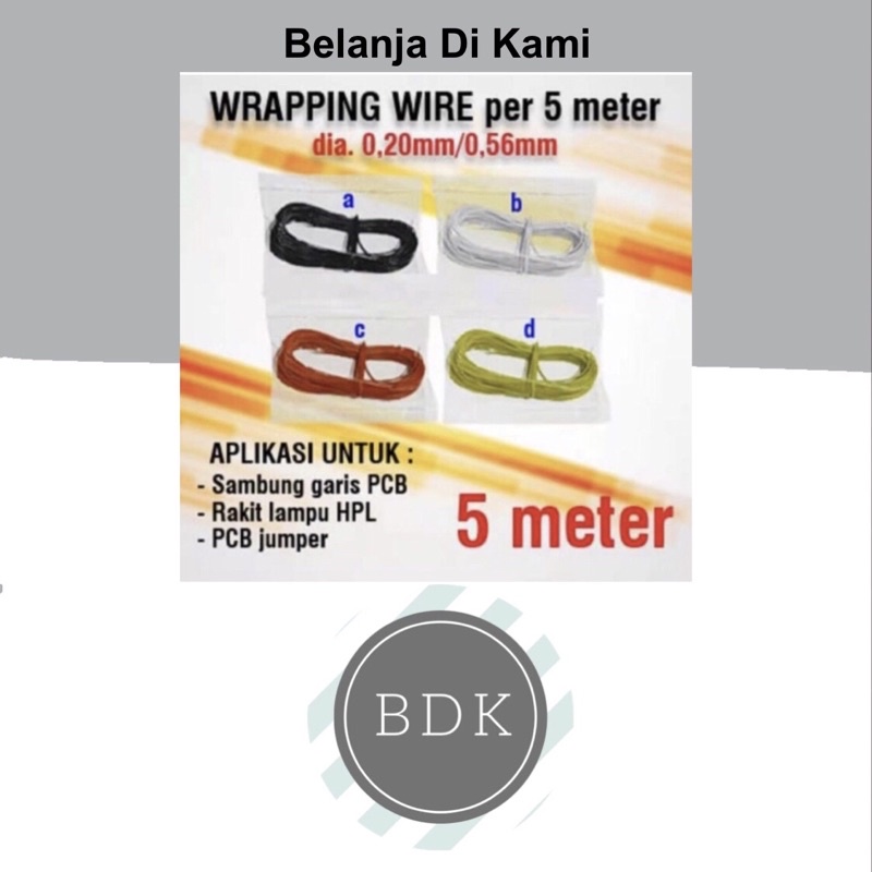 Jual Kabel Wrapping Wire Ukuran 5 Meter Diameter 0,20mm 0,56mm | Shopee ...