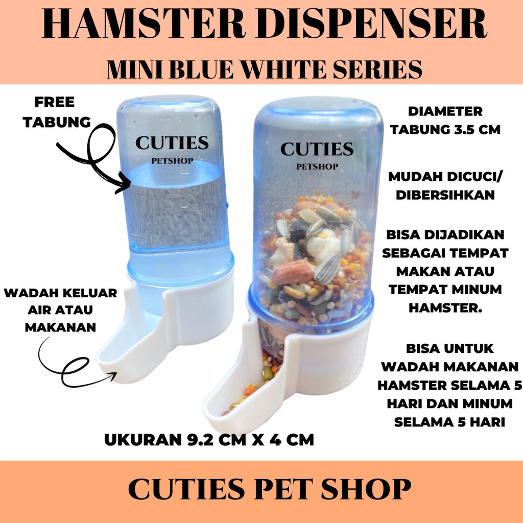 Jual BOTOL MINUM HAMSTER MINI BLUE WHITE SERIES AUTO DISPENSER / BOTOL ...