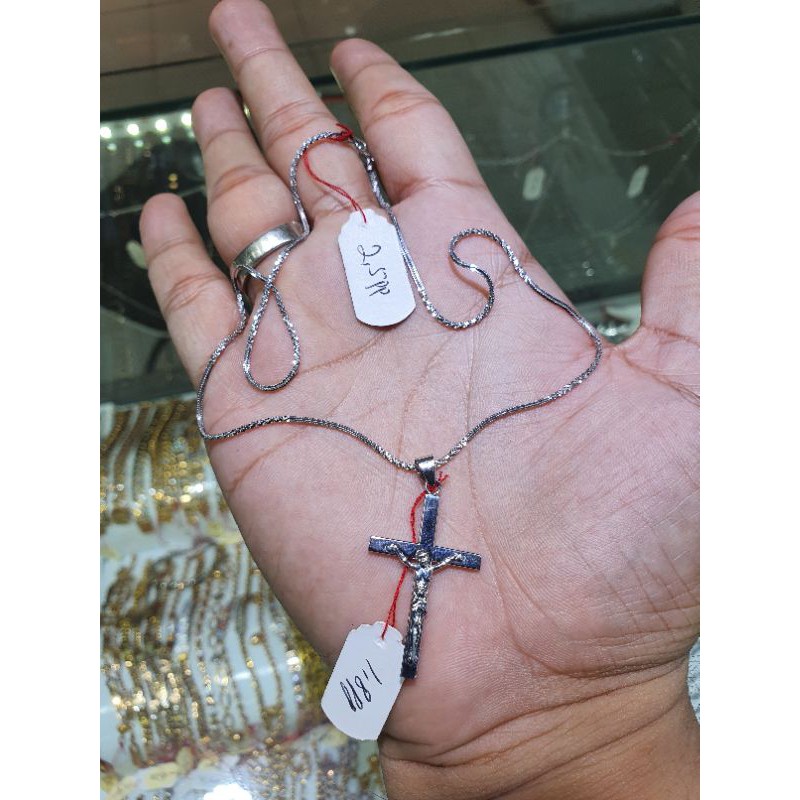 Jual kalung salib emas 750 putih model tambang likit kombinasi ...